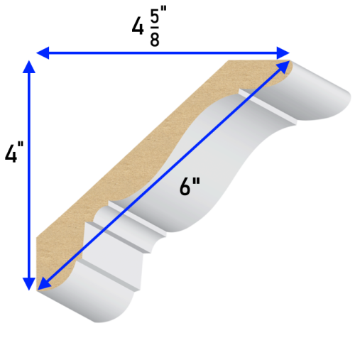 Cornice Ultralight MDF Crown Moulding 1" x 6" - MouldingBase